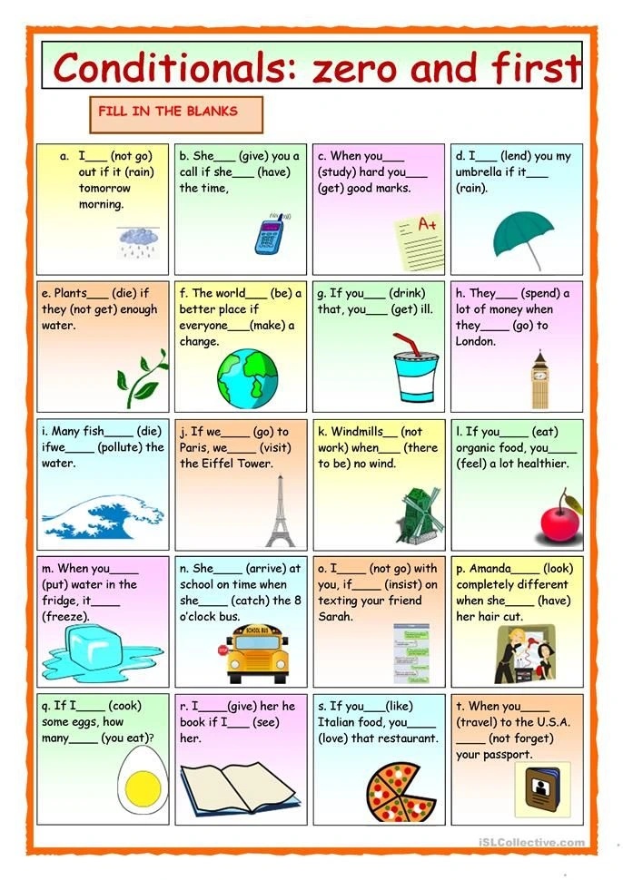 Conditionals zero and first FILL IN THE | StudyX