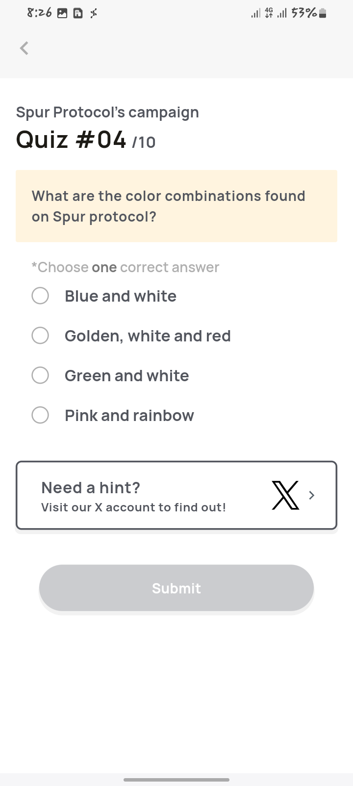 Spur Protocols campaign Quiz 04 /10 What are