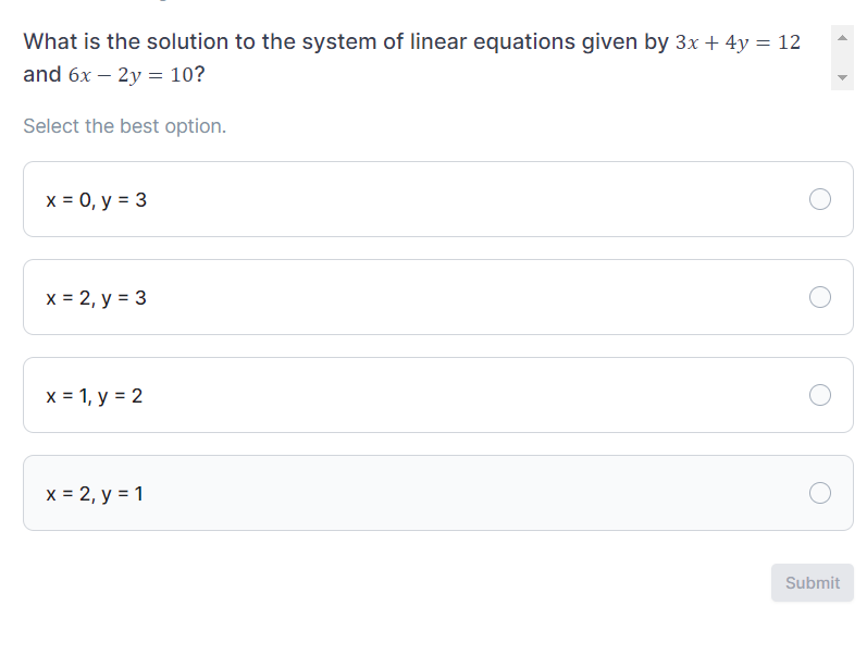 What is the solution to the system of linear | StudyX