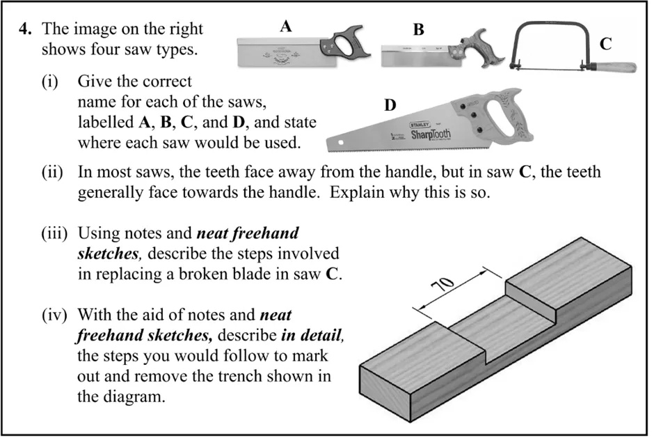4 The image on the right shows four saw | StudyX