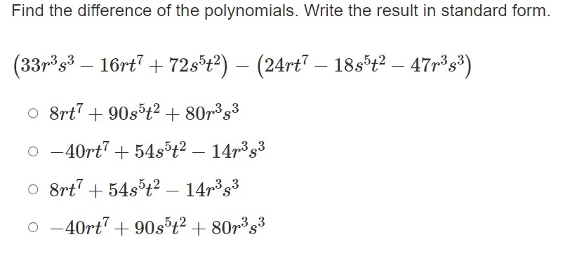 Find the difference of the polynomials Write | StudyX