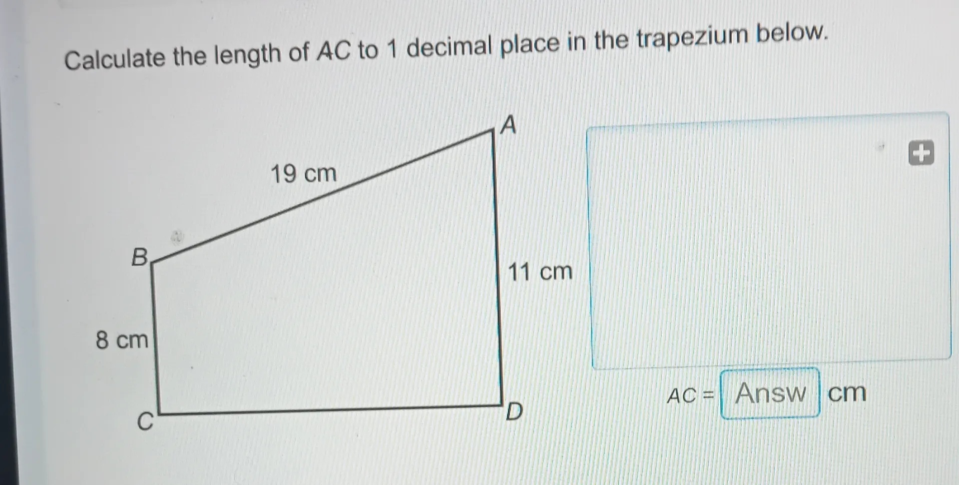 Calculate the length of AC to 1 decimal | StudyX