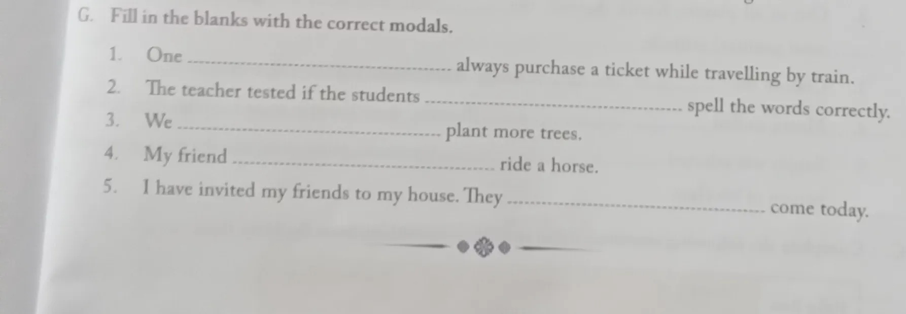 G Fill in the blanks with the correct modals | StudyX