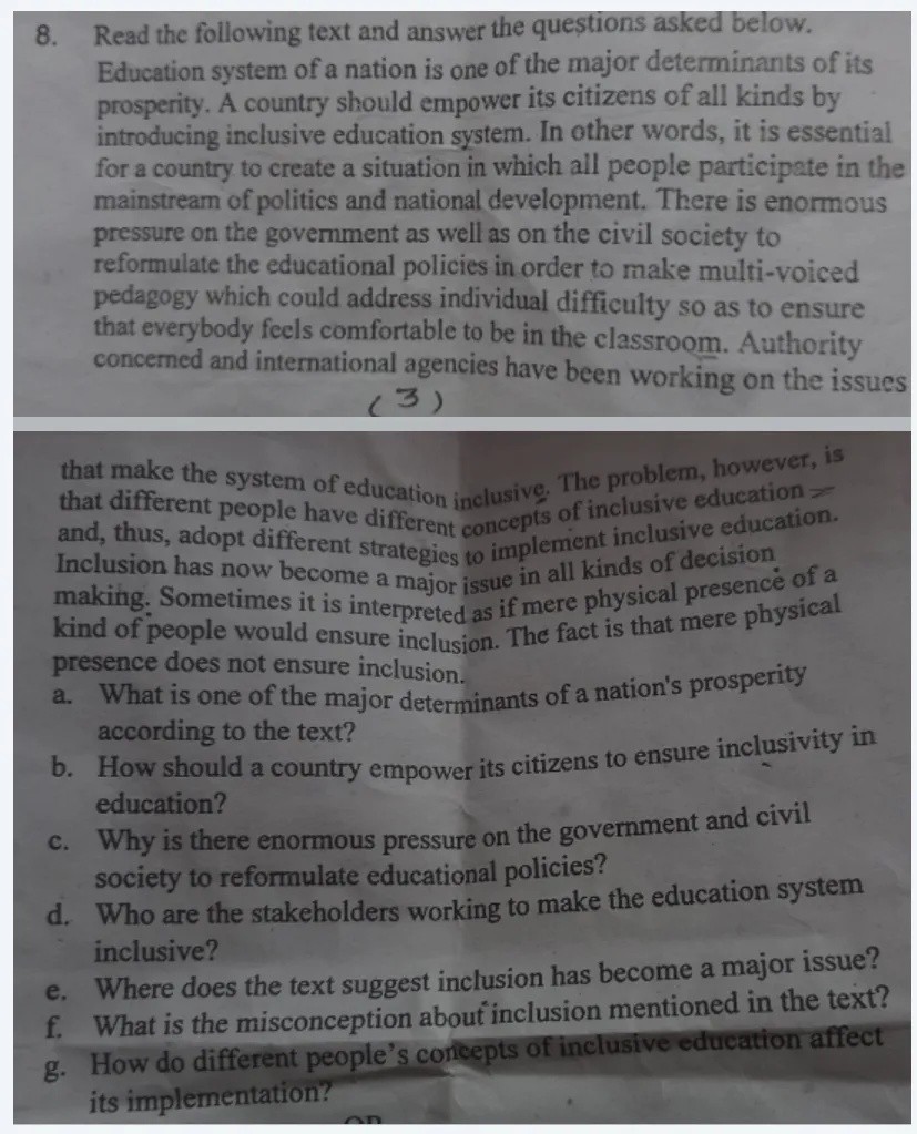 8 Read the following text and answer the | StudyX