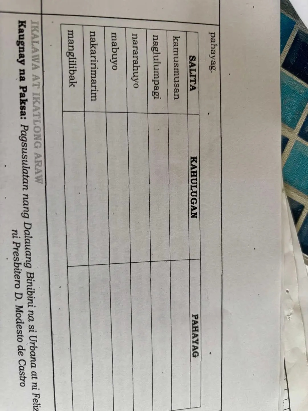 pahayag SALITA KAHULUGAN PAHAYAG kamusmusan | StudyX