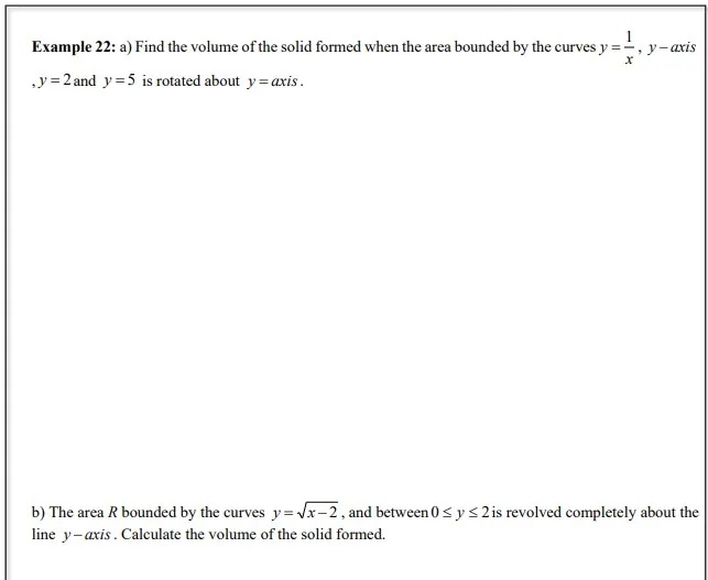 Example 22 a) Find the volume of the solid | StudyX