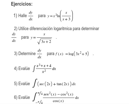 Ejercicios 1) Halle dydx para y = x2ln( | StudyX