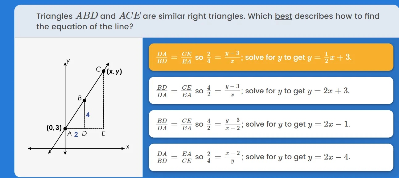Triangles ABD and ACE are similar right | StudyX