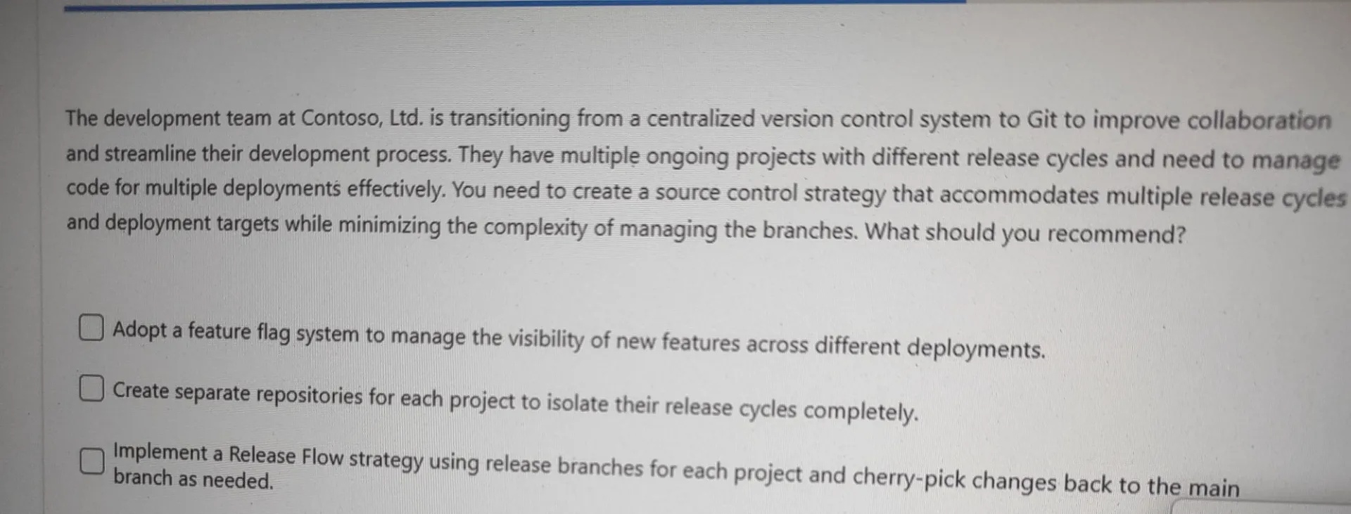 The development team at Contoso Ltd is | StudyX