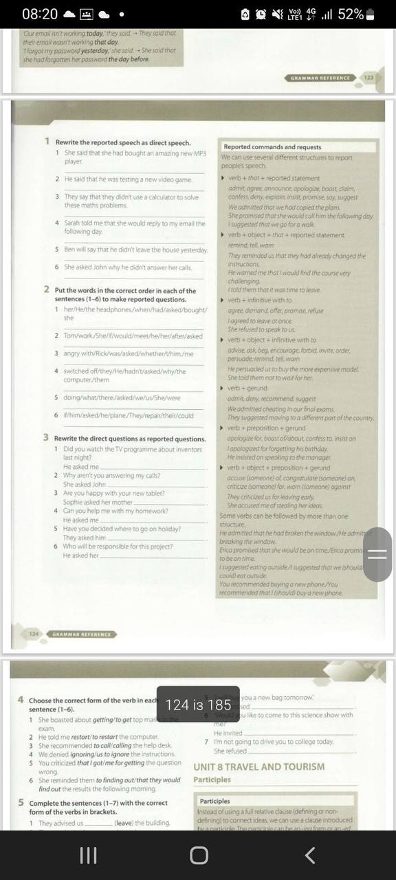 1 Rewrite the reported speech as direct | StudyX