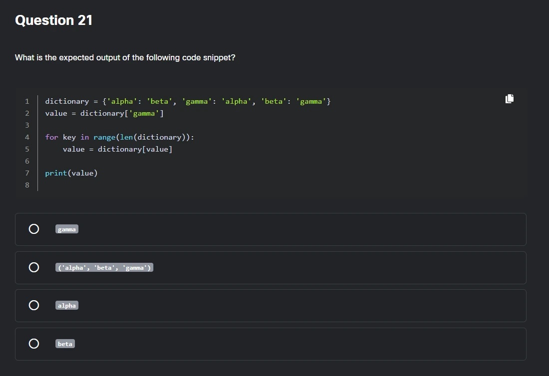 Question 21 What is the expected output of | StudyX