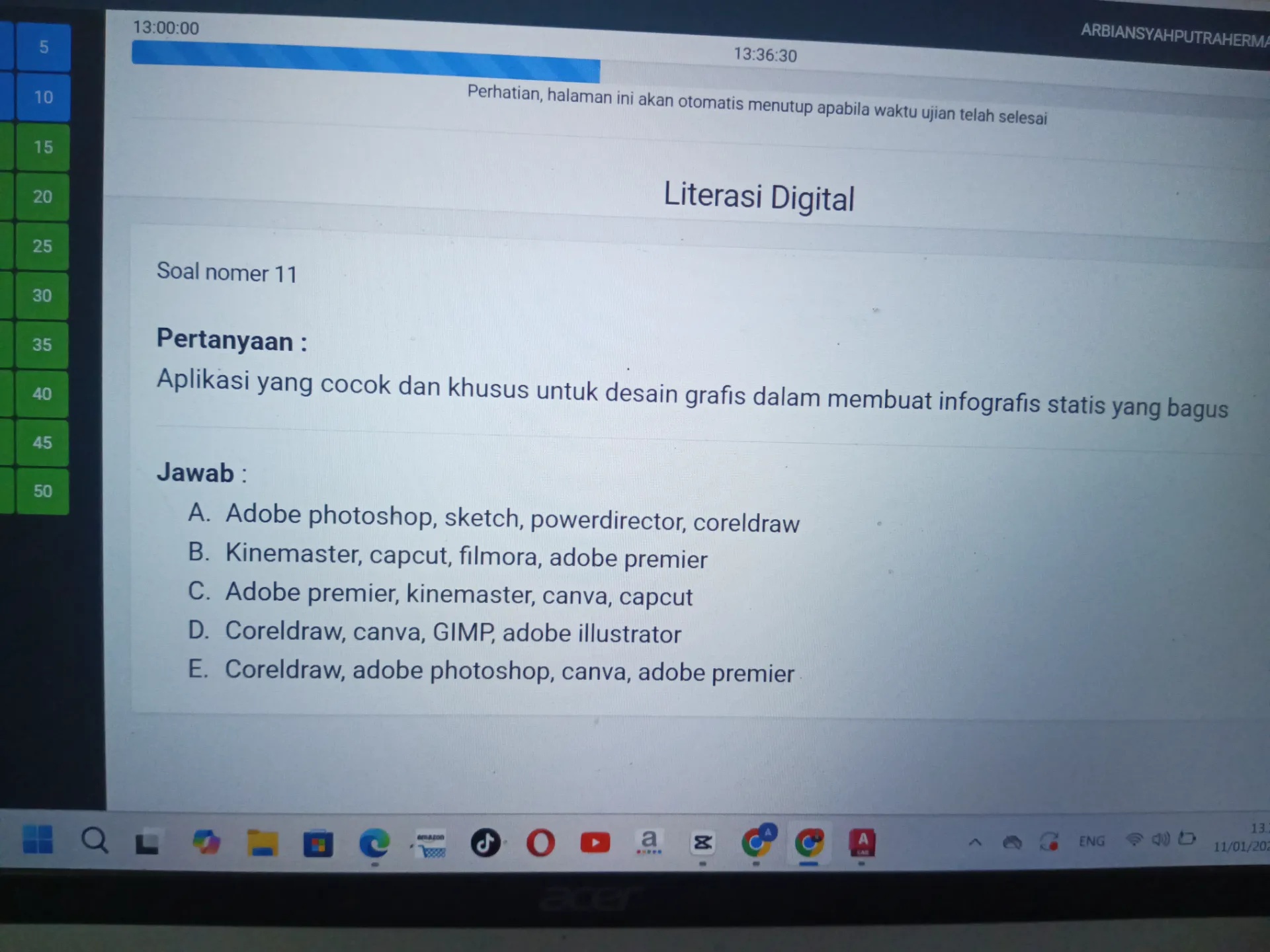 Soal nomer 11 Pertanyaan Aplikasi yang | StudyX