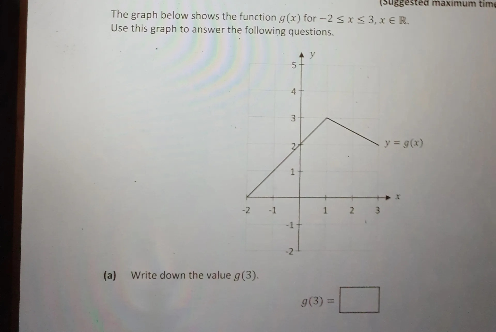 The graph below shows the function g(x) for | StudyX