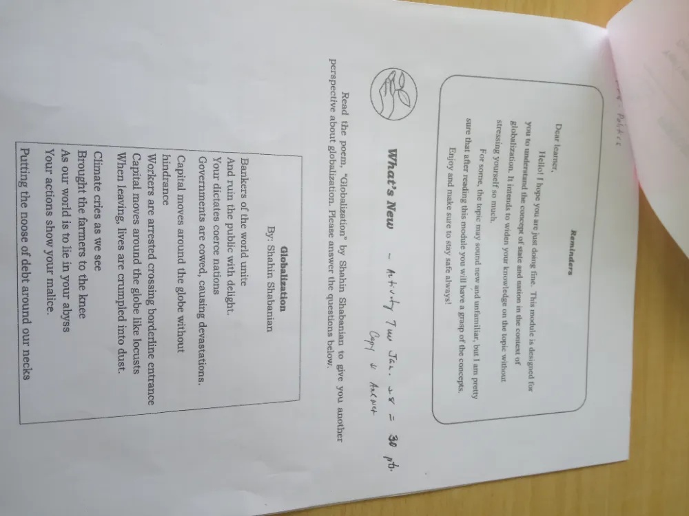 Read the poem Globalization by Shahin | StudyX