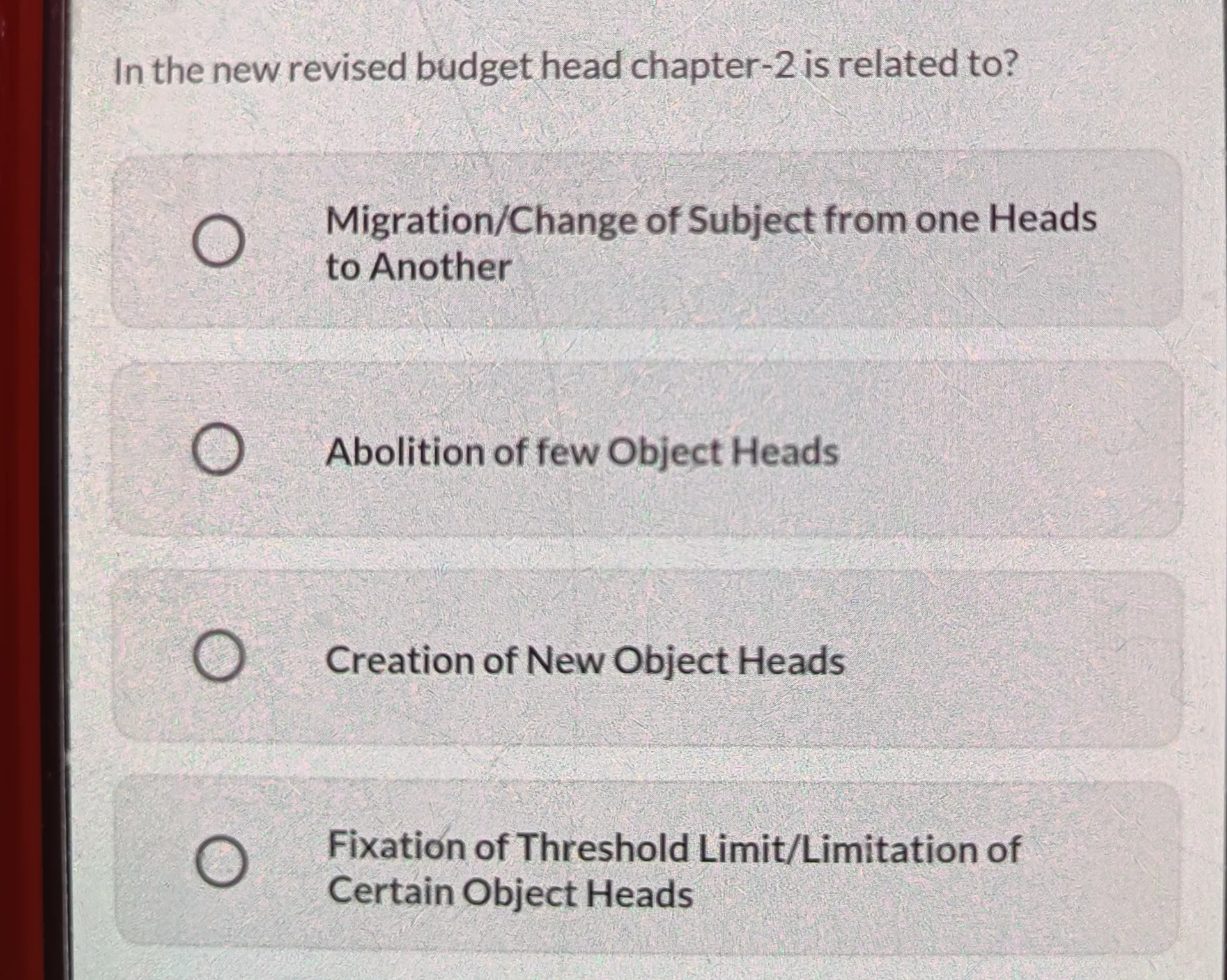 In the new revised budget head chapter-2 is