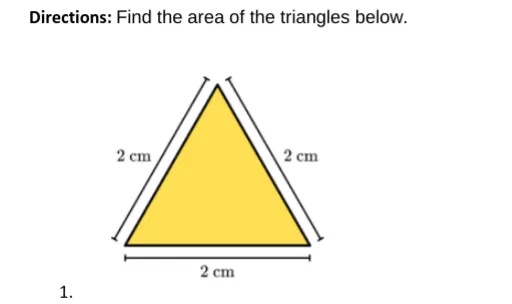 Directions Find the area of the triangles | StudyX