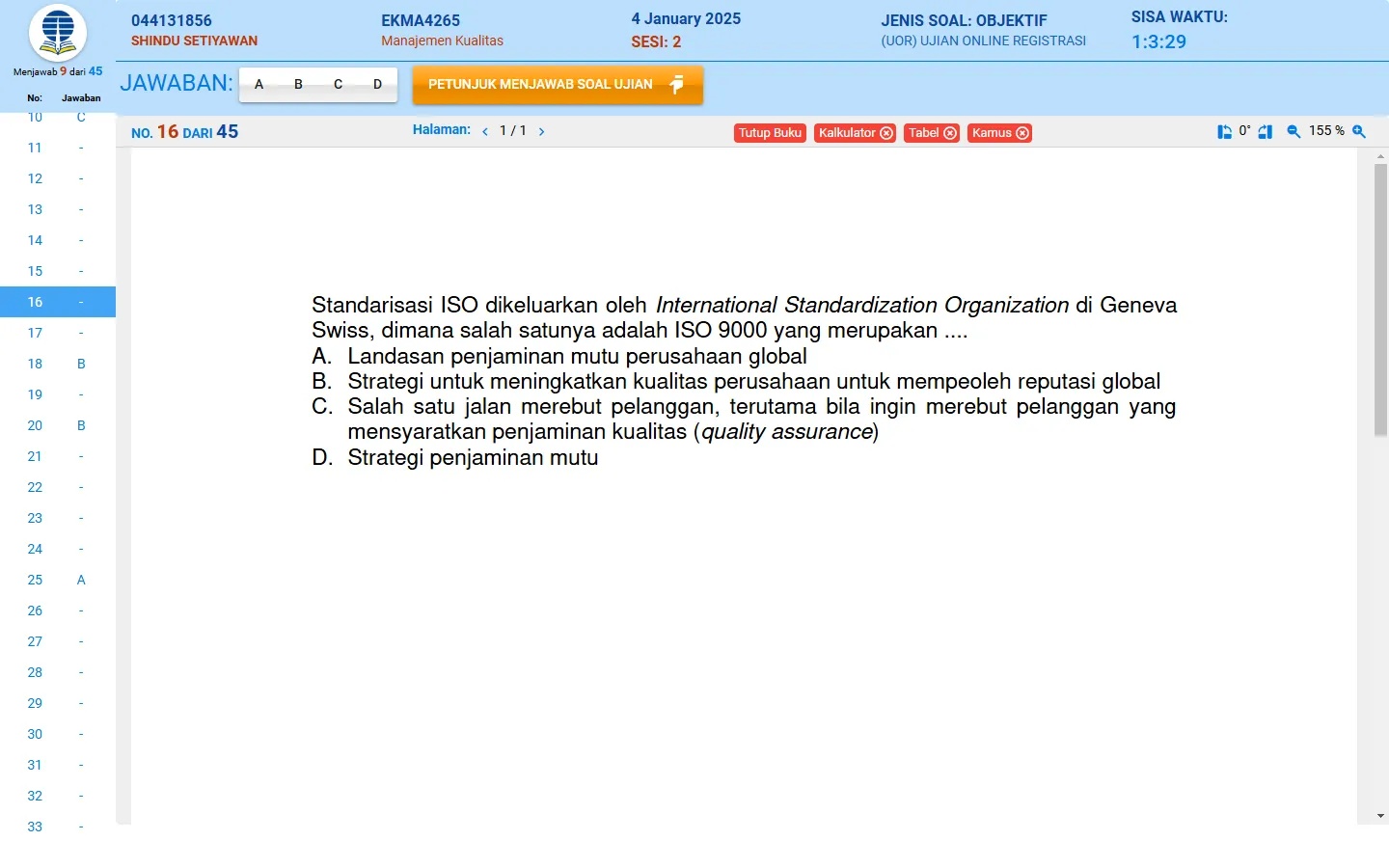 Standarisasi ISO dikeluarkan oleh | StudyX