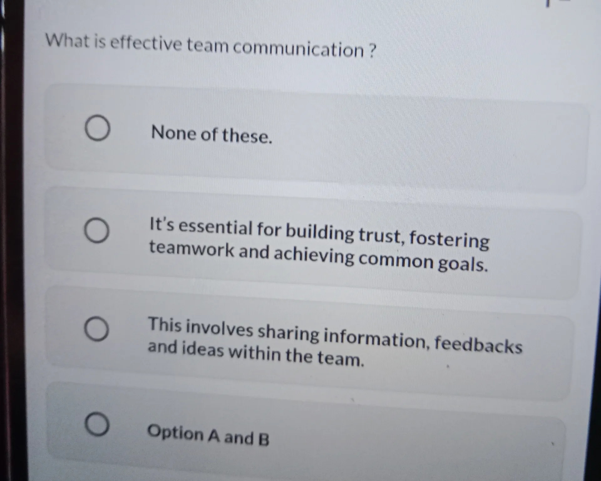 What is effective team communication None of | StudyX