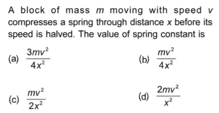 A block of mass m moving with speed v | StudyX