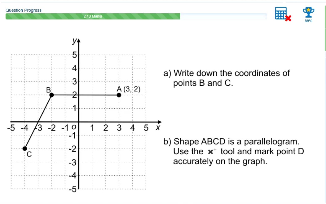a) Write down the coordinates of points B | StudyX
