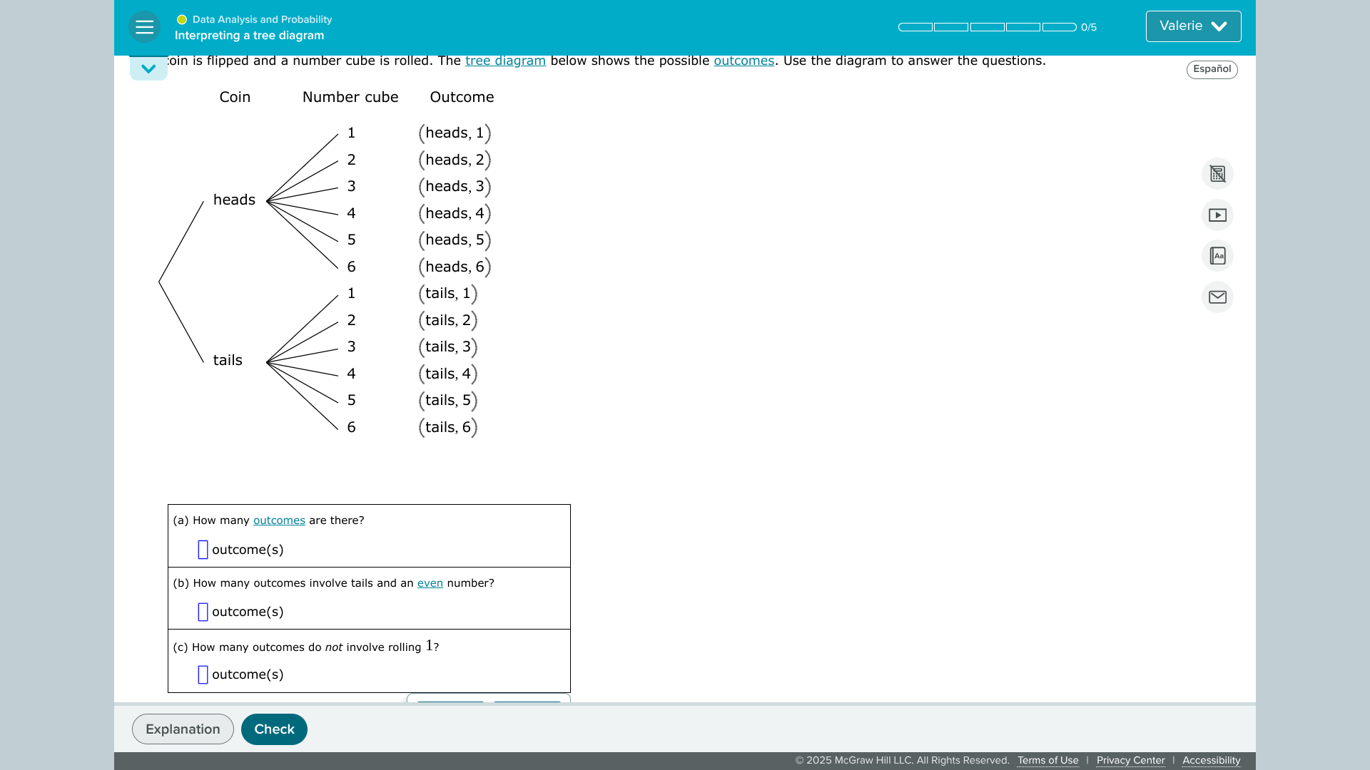 coin is flipped and a number cube is rolled | StudyX