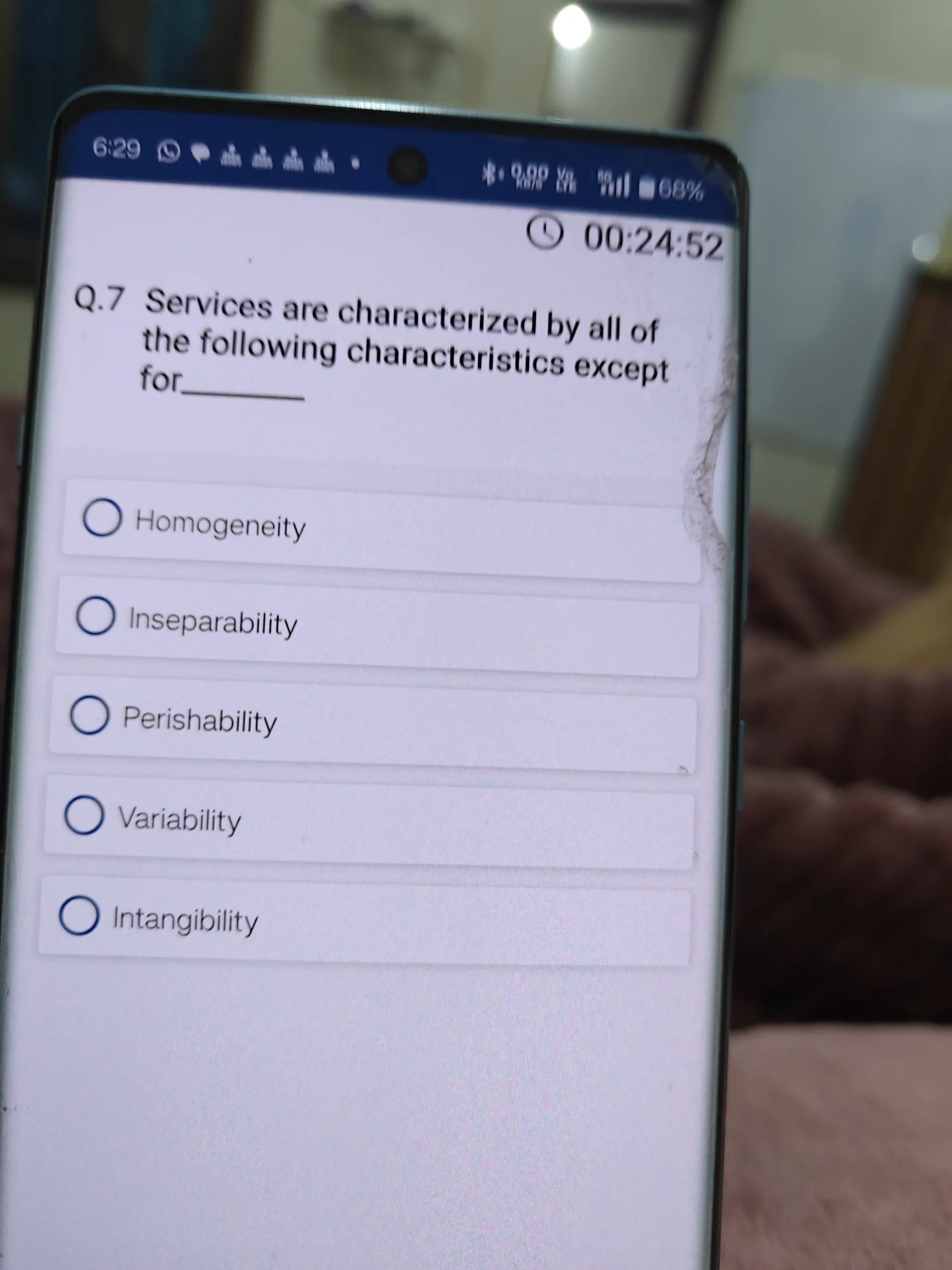 Q7 Services are characterized by all of the | StudyX