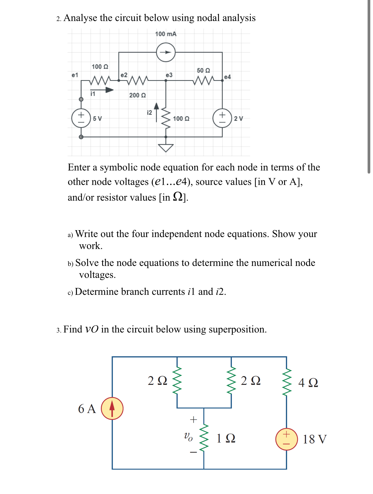 2 Analyse the circuit below using nodal | StudyX