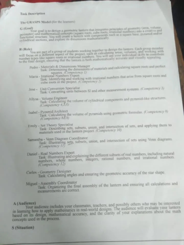 Task DescriptionThe GRASPS Model (for the | StudyX