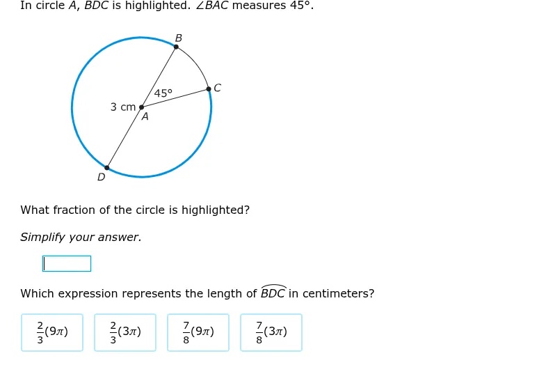 In circle A BDC is highlighted BAC measures | StudyX