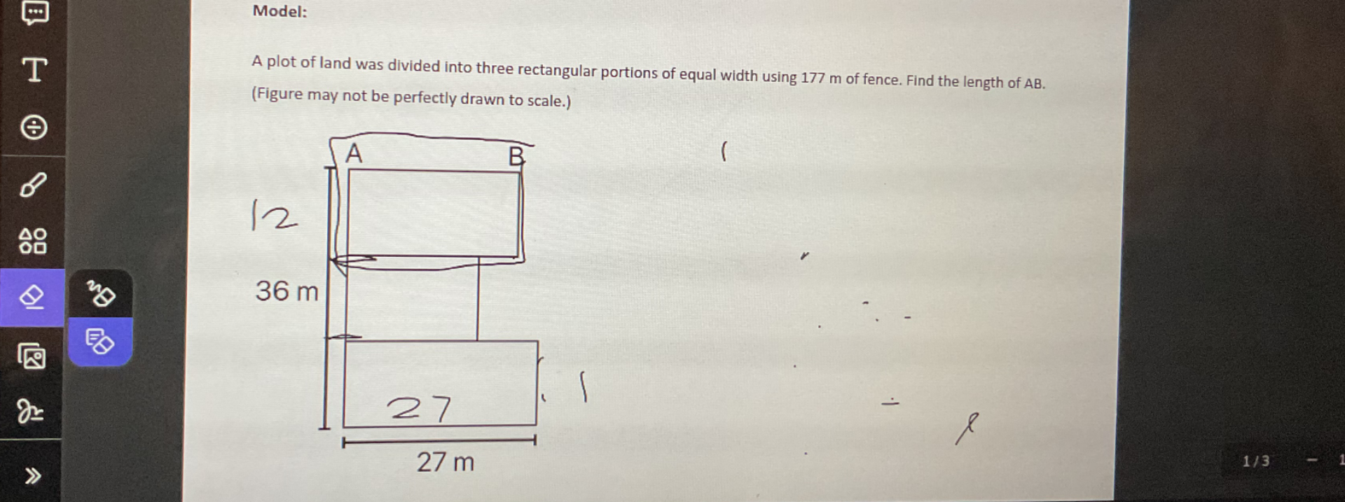 Model A plot of land was divided into three | StudyX