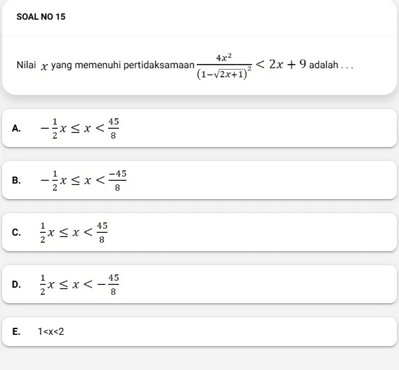 SOAL NO 15 Nilai x yang memenuhi | StudyX