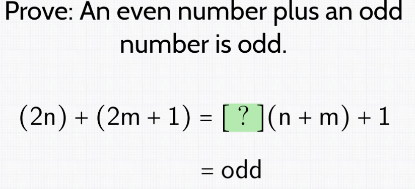 Prove An even number plus an odd number is | StudyX