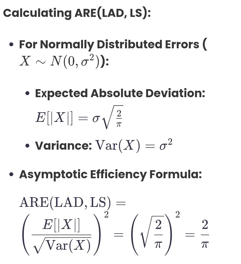 Calculating ARE(LAD LS) For Normally | StudyX