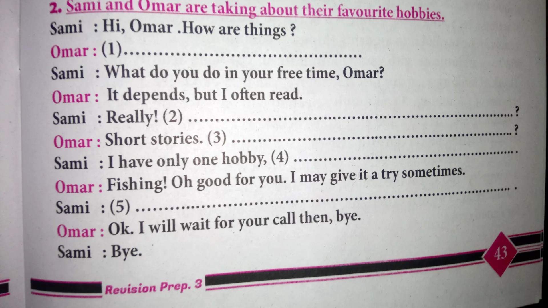 2 Sami and Omar are taking about their | StudyX