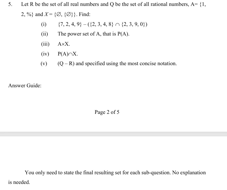 5 Let R be the set of all real numbers and Q | StudyX