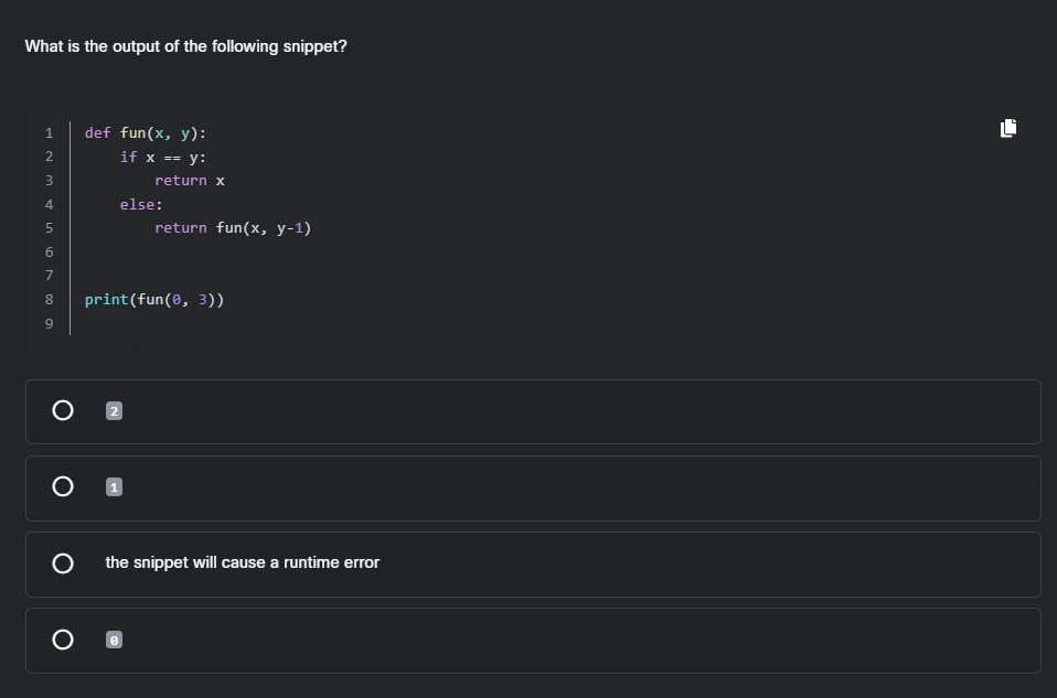What is the output of the following snippet | StudyX