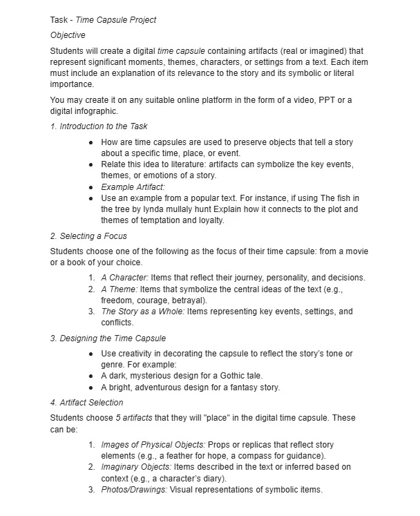 Task - Time Capsule Project Objective | StudyX