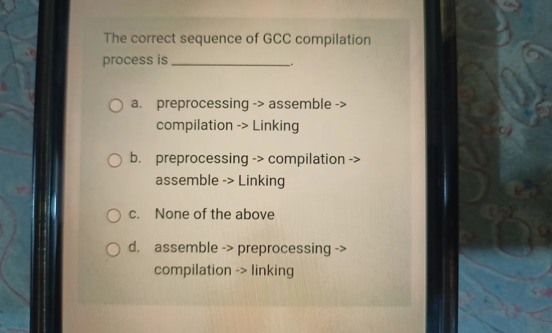 The correct sequence of GCC compilation | StudyX