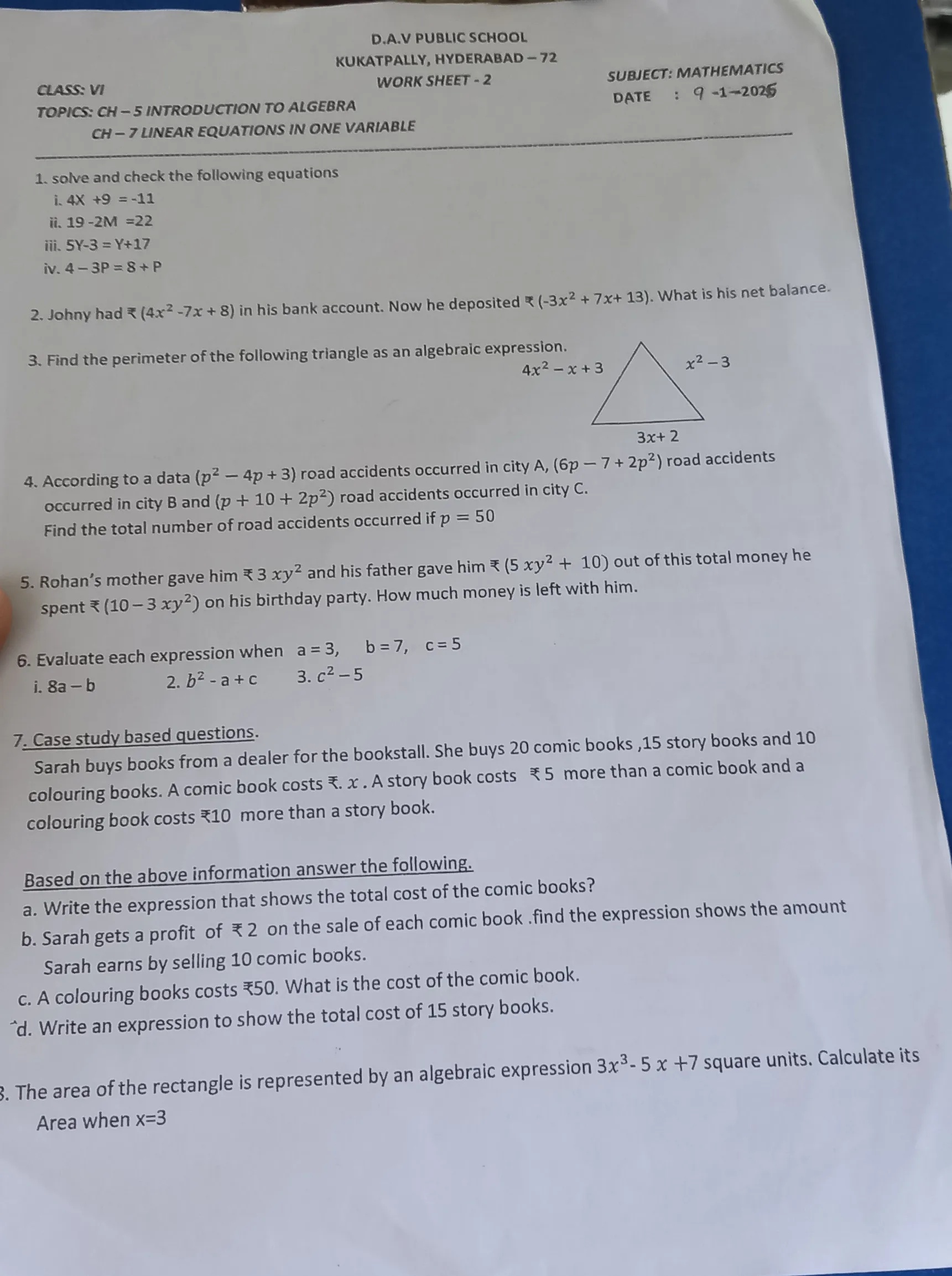 CLASS VI DAV PUBLIC SCHOOL KUKATPALLY | StudyX