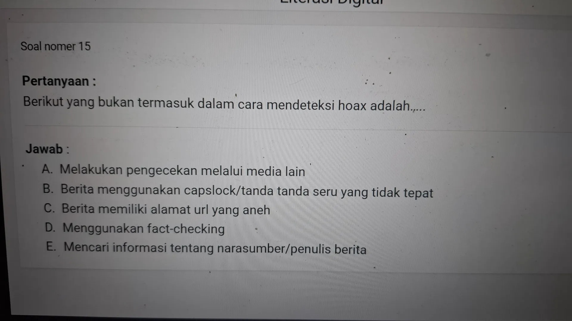 Soal nomer 15 Pertanyaan Berikut yang bukan | StudyX