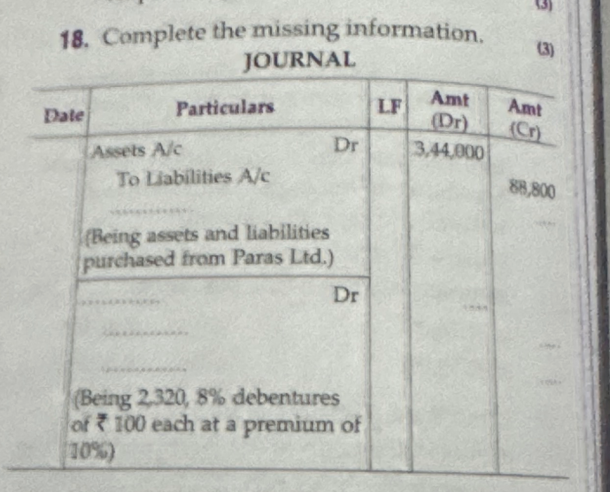18 Complete the missing information JOURNAL | StudyX