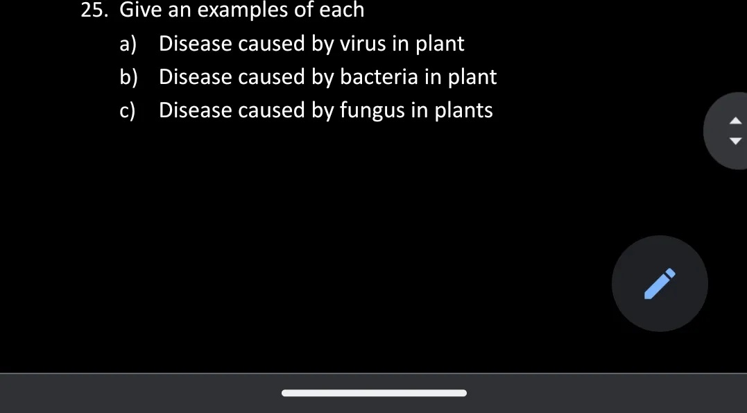 25 Give an examples of each a) Disease | StudyX