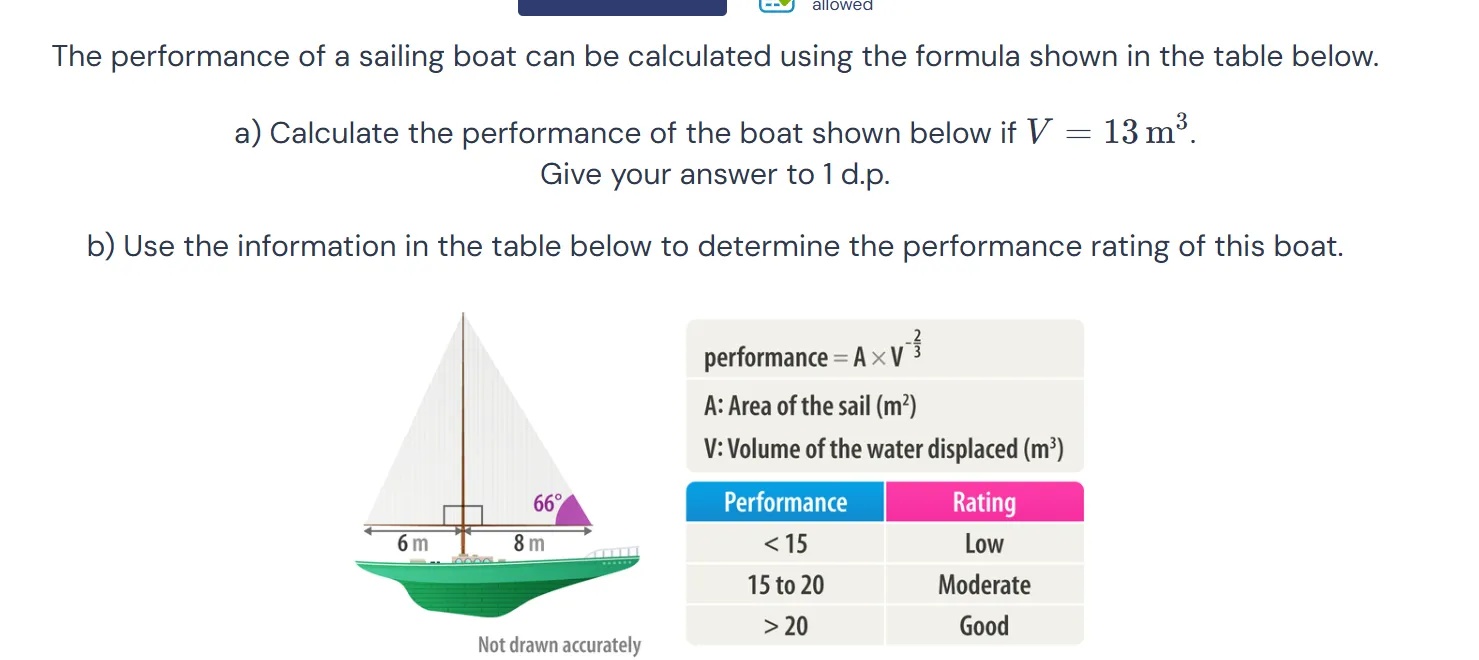 The performance of a sailing boat can be