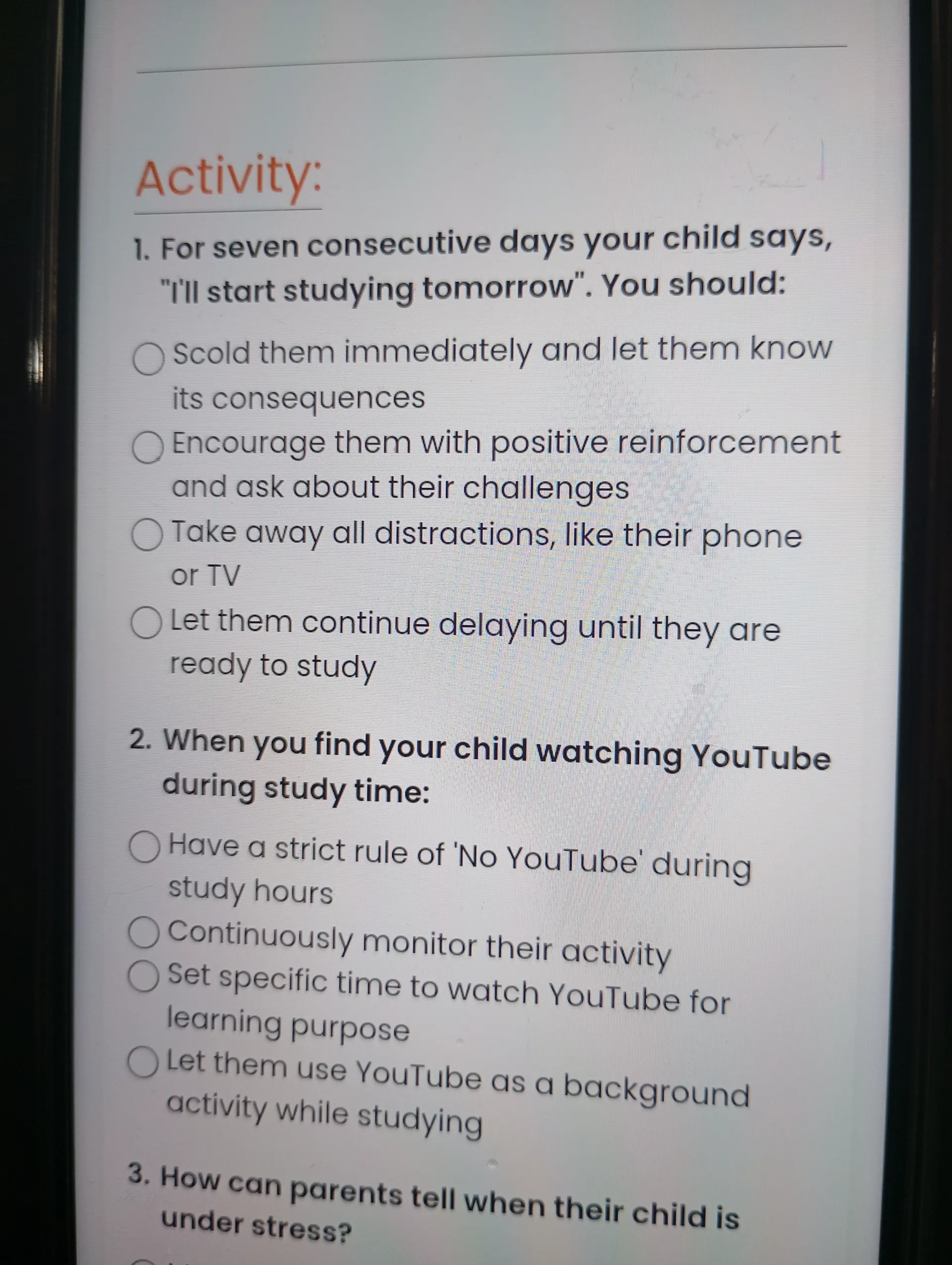 Activity 1 For seven consecutive days your | StudyX