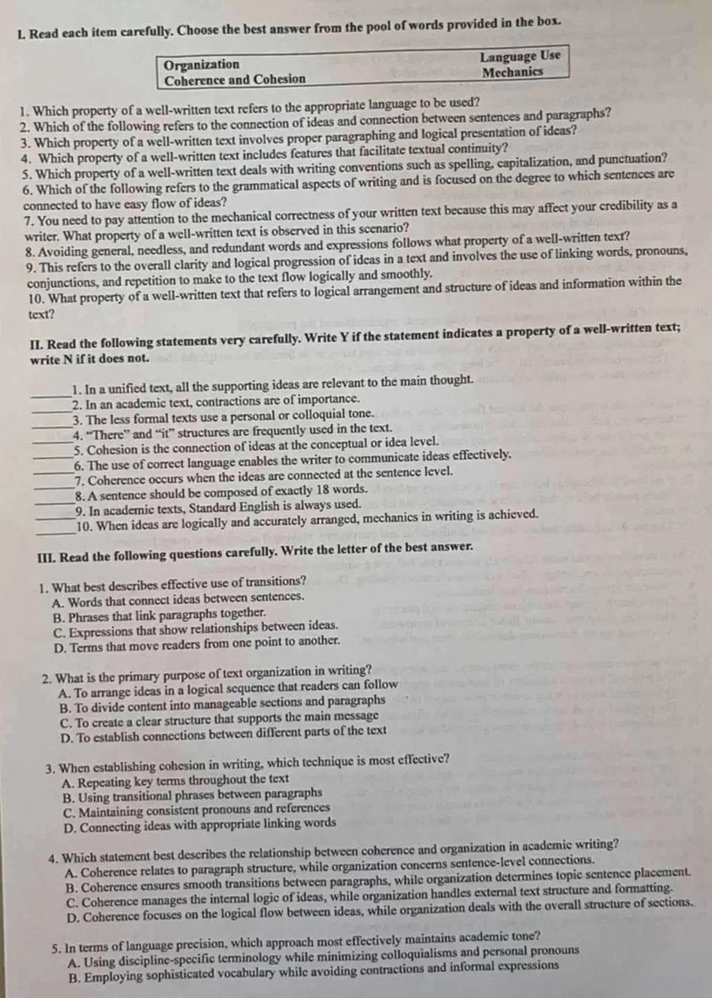 1 Read each item carefully Choose the best | StudyX