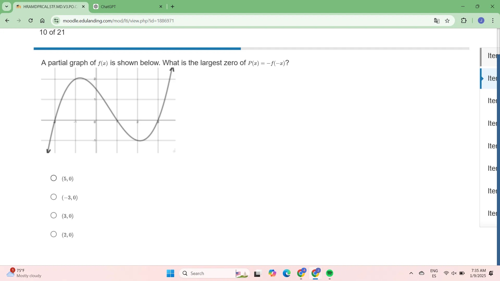 A partial graph of f(x) is shown below What | StudyX