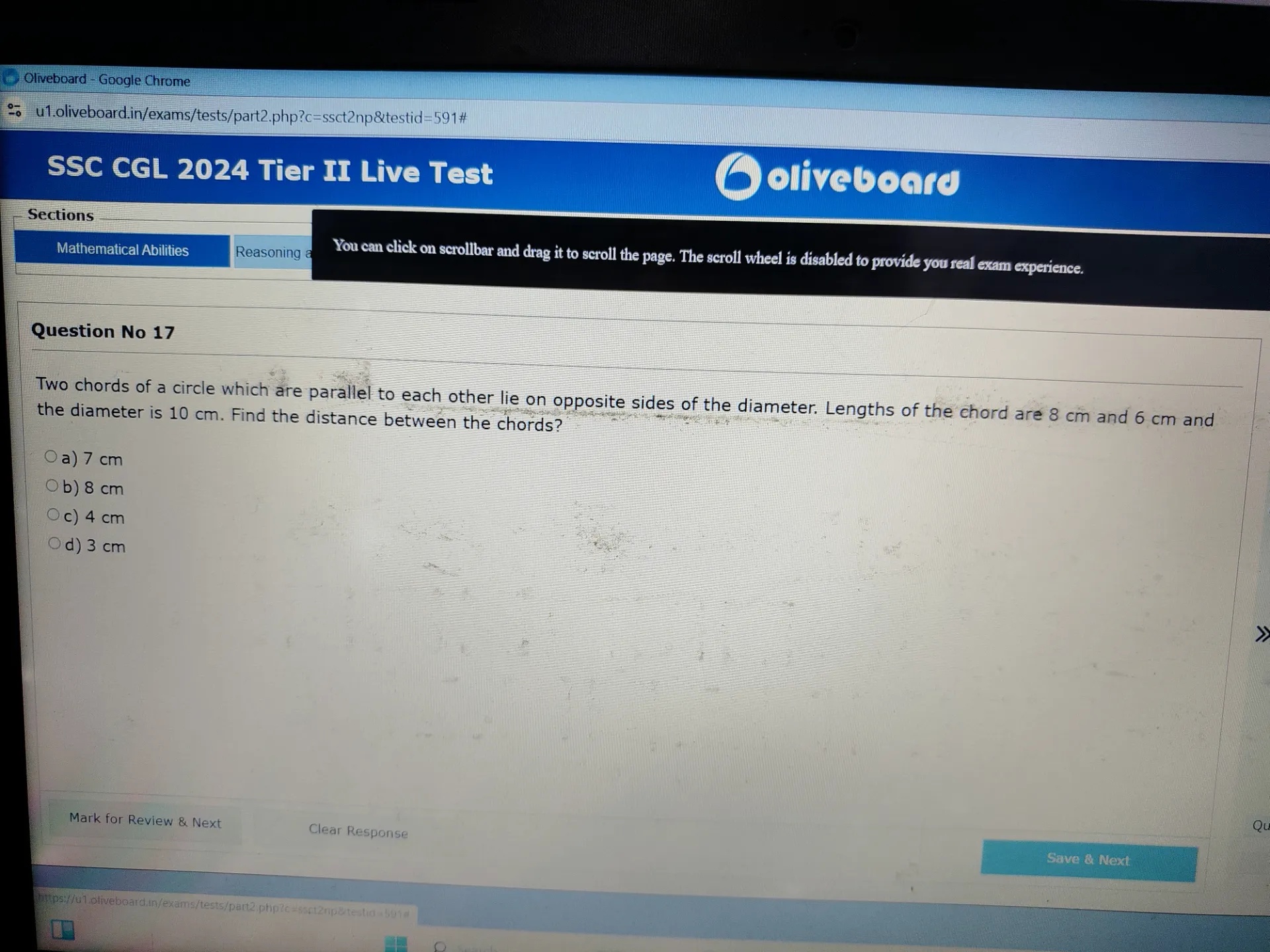 Two chords of a circle which are parallel to | StudyX