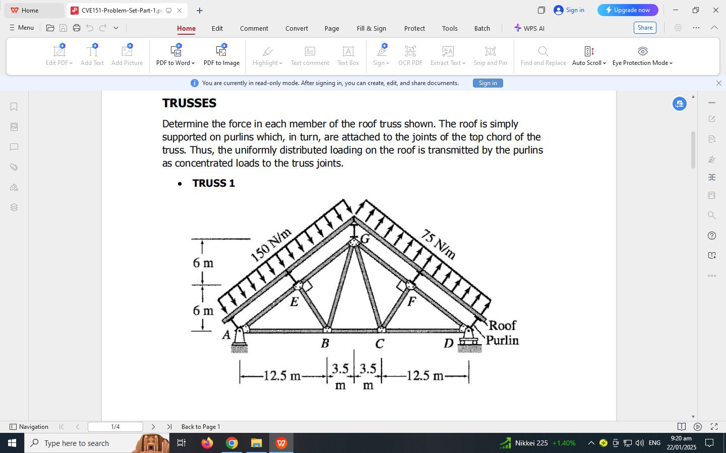 Determine the force in each member of the | StudyX