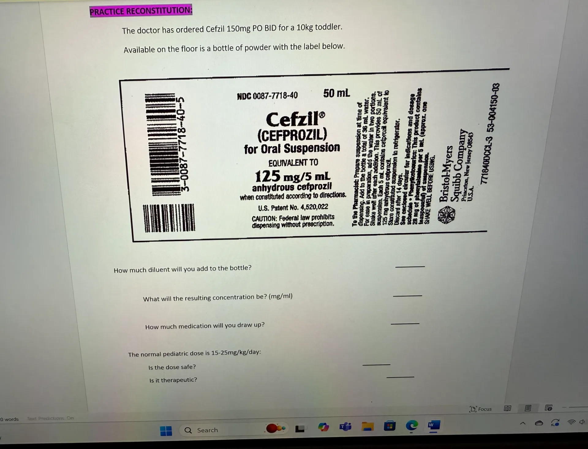 PRACTICE RECONSTITUTION The doctor has | StudyX