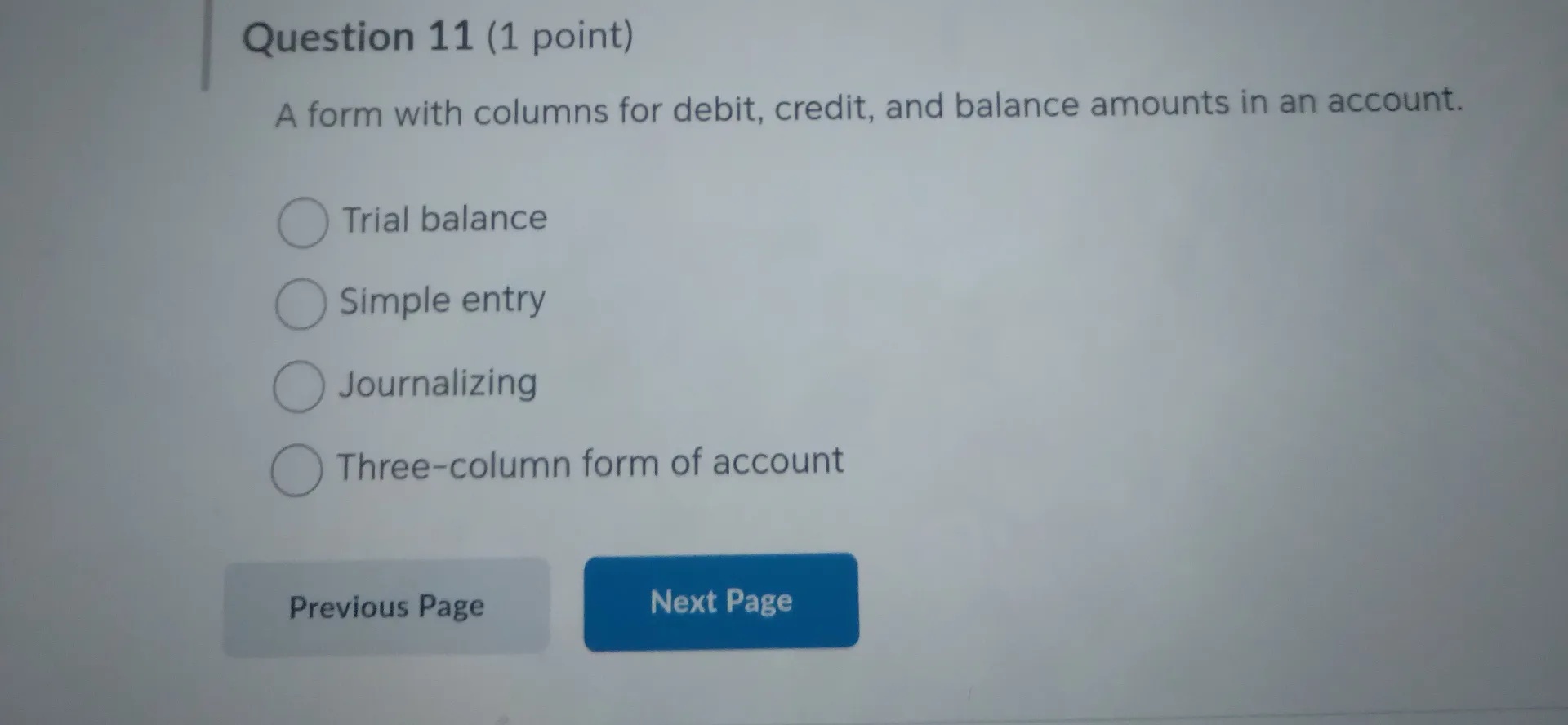 Question 11 (1 point) A form with columns | StudyX